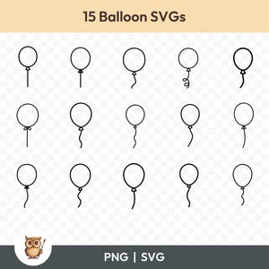 Balloon SVG Bundle, Simple Balloon Clipart, 15 Balloon Outline Cut ...