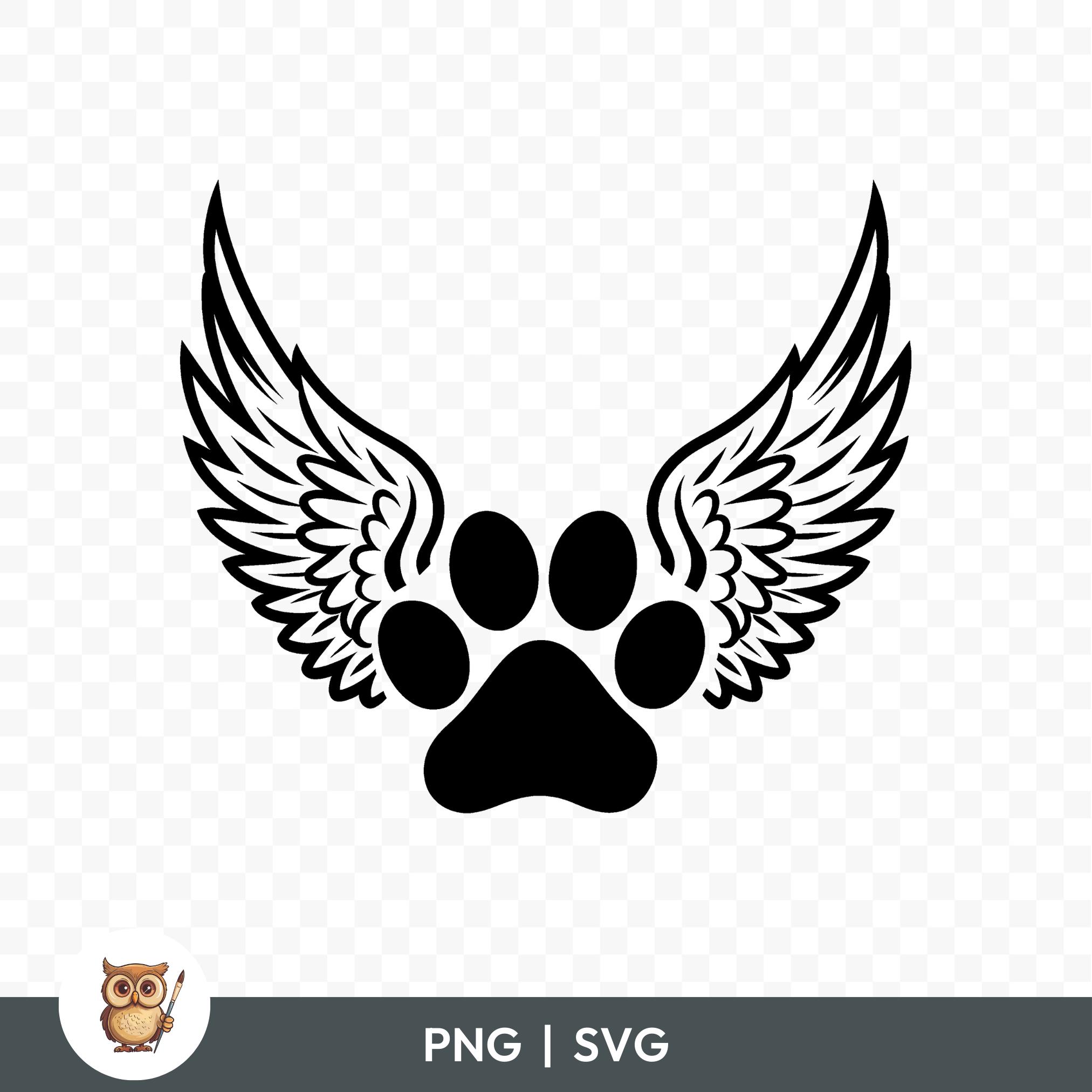Dog Paw Print With Angel Wings SVG Bundle, Dog Paw Angel Wings Clipart ...