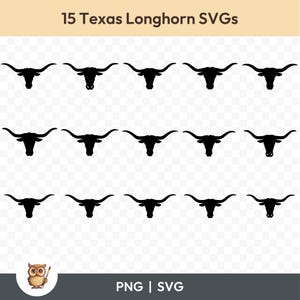 Texas Longhorn SVG Bundle, Texas Longhorn Clipart, 15 Texas Longhorn ...