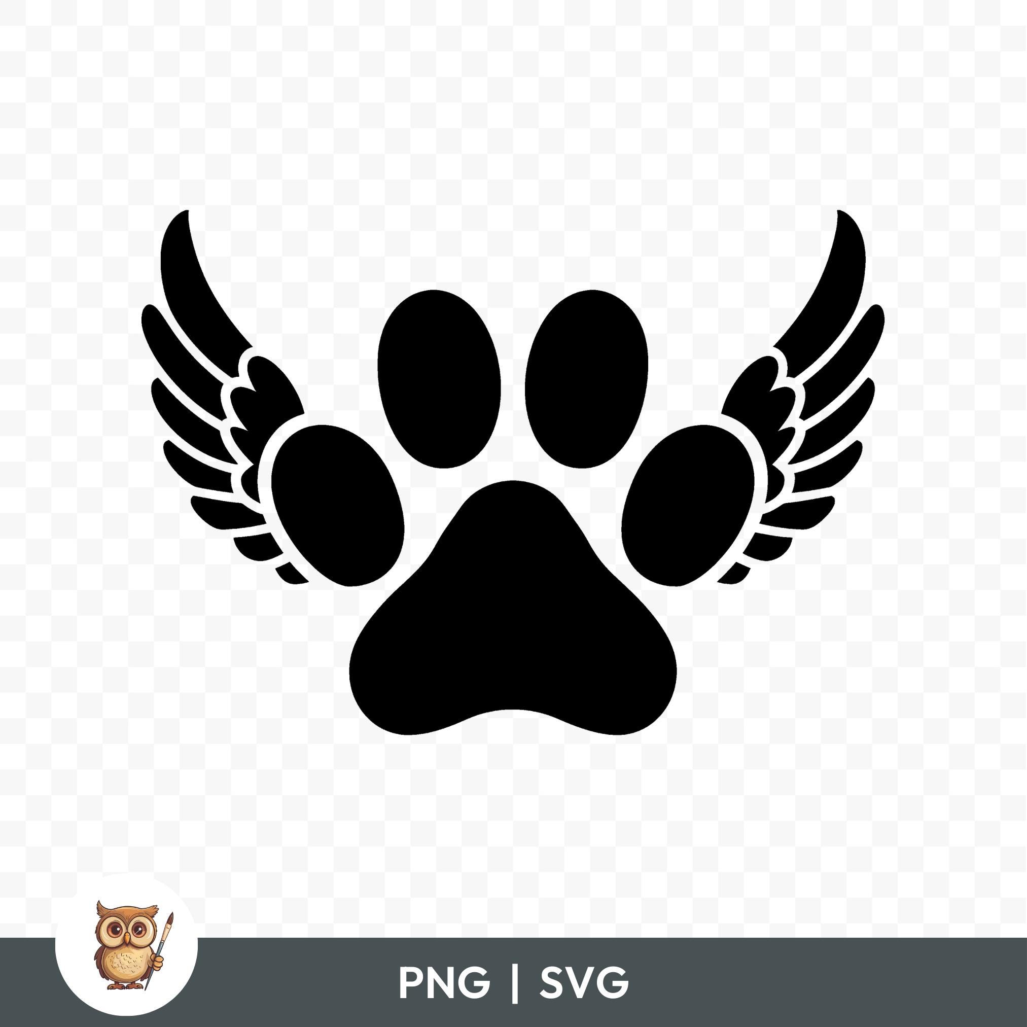 Dog Paw Print With Angel Wings SVG Bundle, Dog Paw Angel Wings Clipart ...