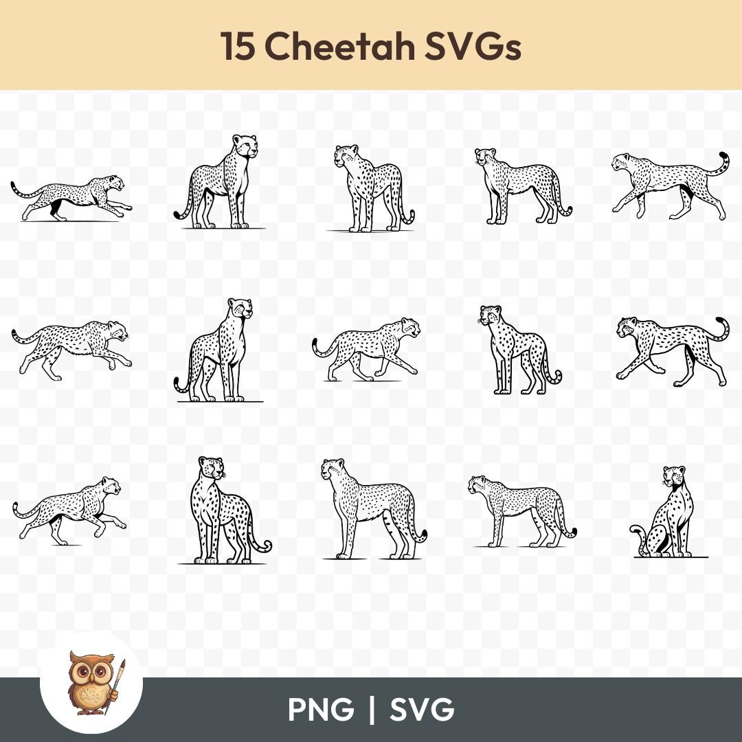 Cheetah SVG Bundle, Cheetah Clipart, 15 Cheetah Cut Files for Cricut ...