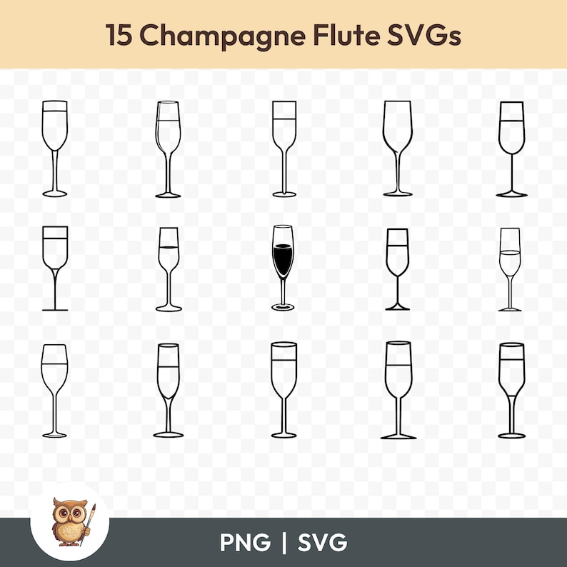Champagne Flute SVG Bundle, Flute Clipart, 15 Champagne Cut Files for ...