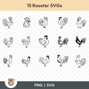 Rooster SVG Bundle, Rooster Clipart, 15 Rooster Cut Files for Cricut ...