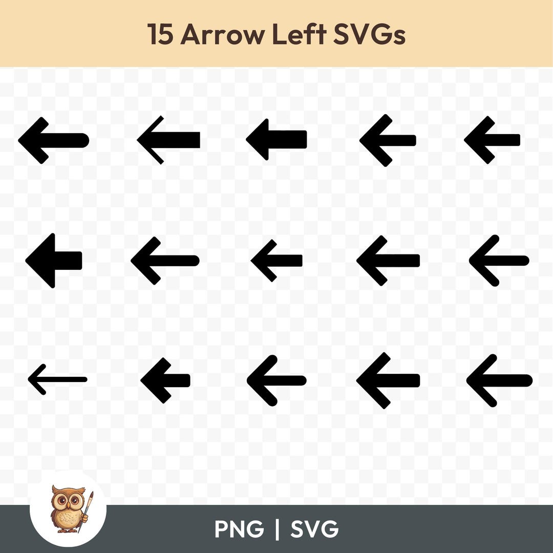 Left Arrow SVG Bundle, Left Arrow Clipart, 15 Arrow Silhouette Cut ...