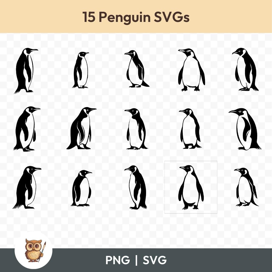 Cute Penguin SVG Bundle, Penguin Clipart, 15 Penguin Cut Files for ...