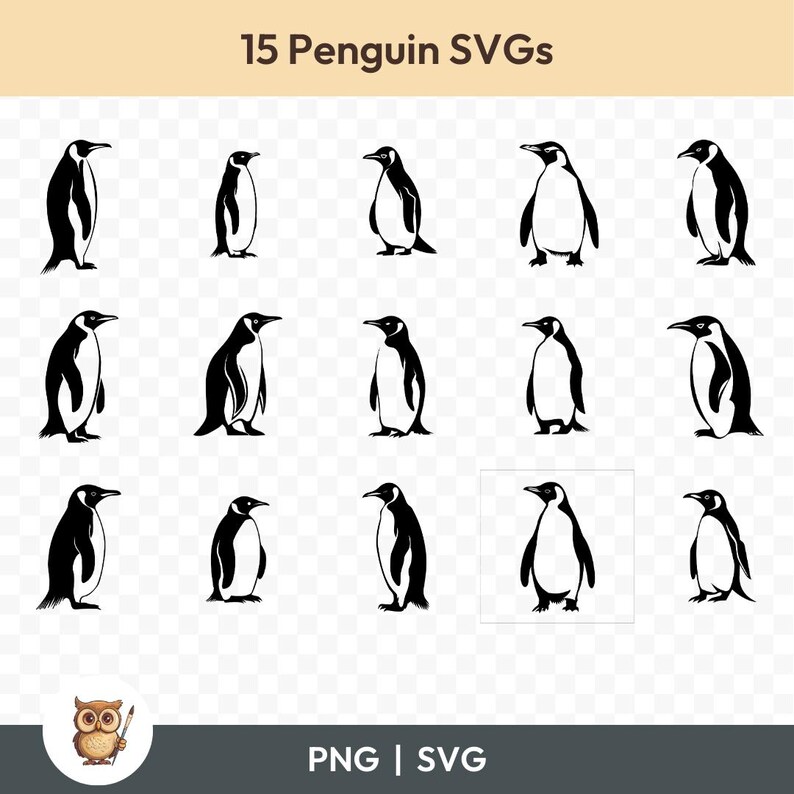Cute Penguin SVG Bundle, Penguin Clipart, 15 Penguin Cut Files for ...