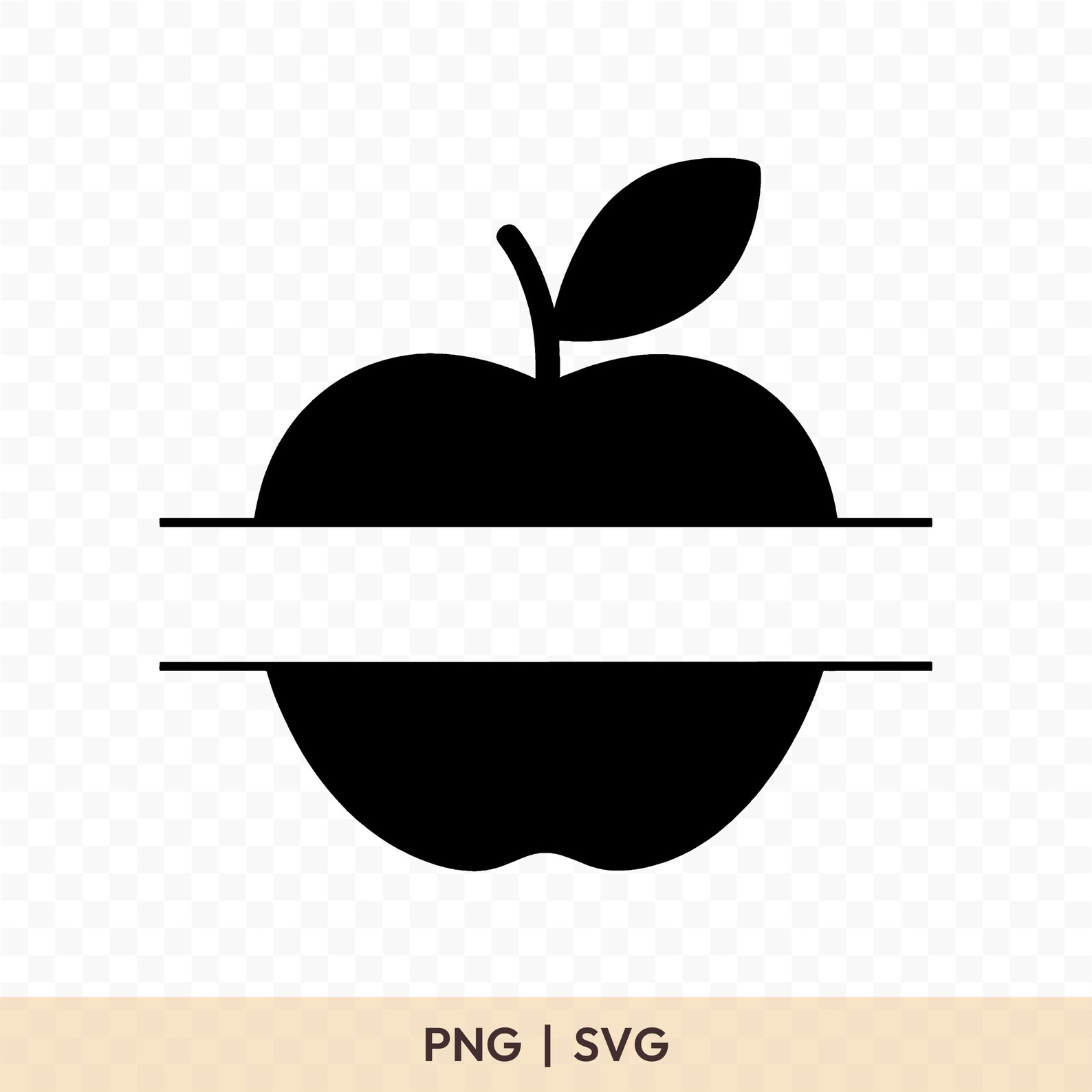 Apple Silhouette Split Monogram SVG: Apple Cut File, Apple PNG, Apple ...