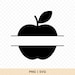 Apple Silhouette Split Monogram SVG: Apple Cut File, Apple PNG, Apple ...