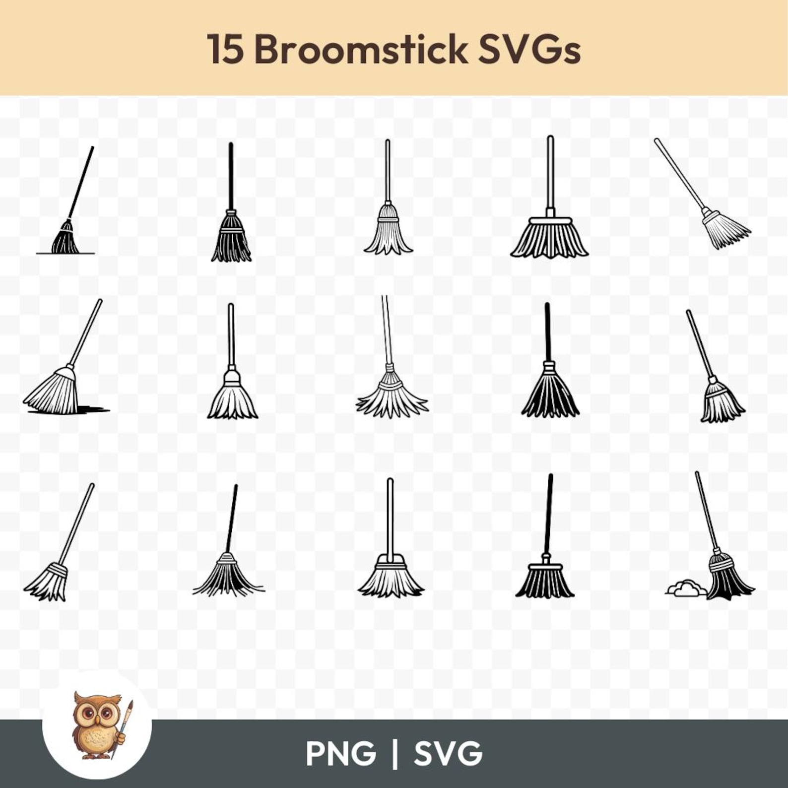 Broomstick SVG Bundle, Broomstick Clipart, 15 Broomstick Cut Files for ...