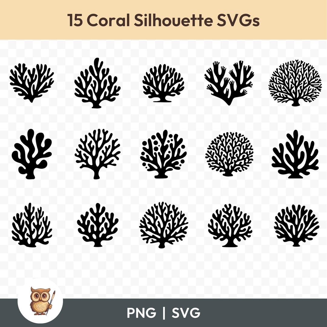 Coral Silhouette SVG Bundle, Coral Clipart, 15 Coral Cut Files for ...