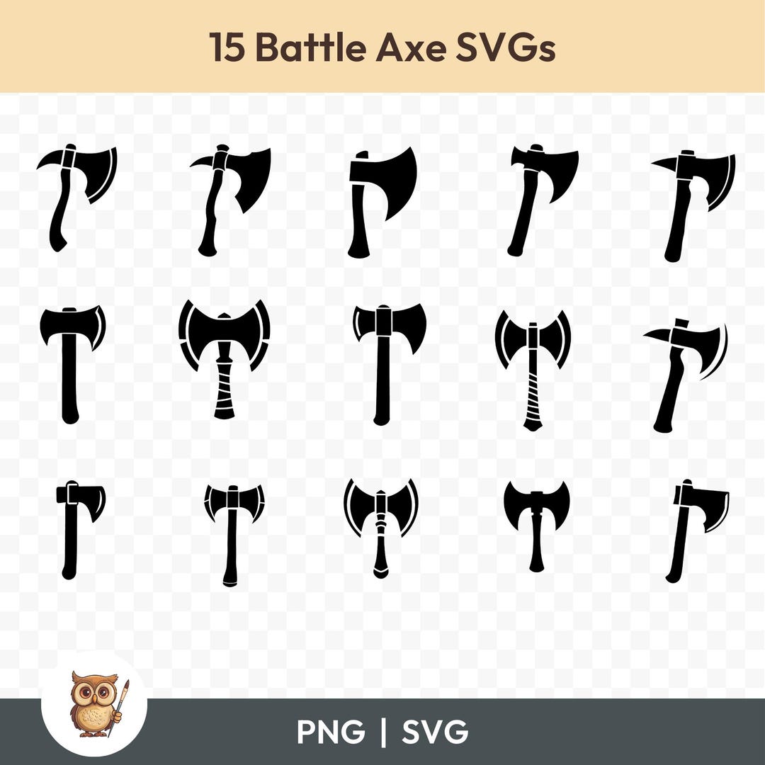 Battle Axe SVG Bundle, Battle Axe Clipart, 15 Axe Cut Files for Cricut ...