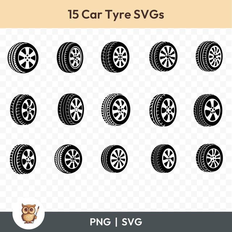 Car Tyre SVG Bundle, Tyre Clipart, 15 Car Tyre Cut Files for Cricut ...
