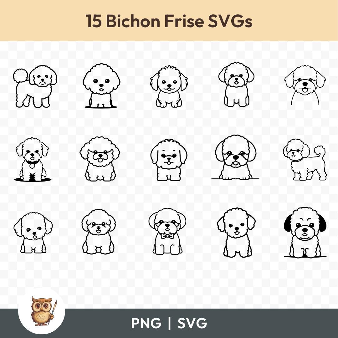 Cute Bichon Frise SVG Bundle, Bichon Frise Clipart, 15 Bichon Frise Cut ...