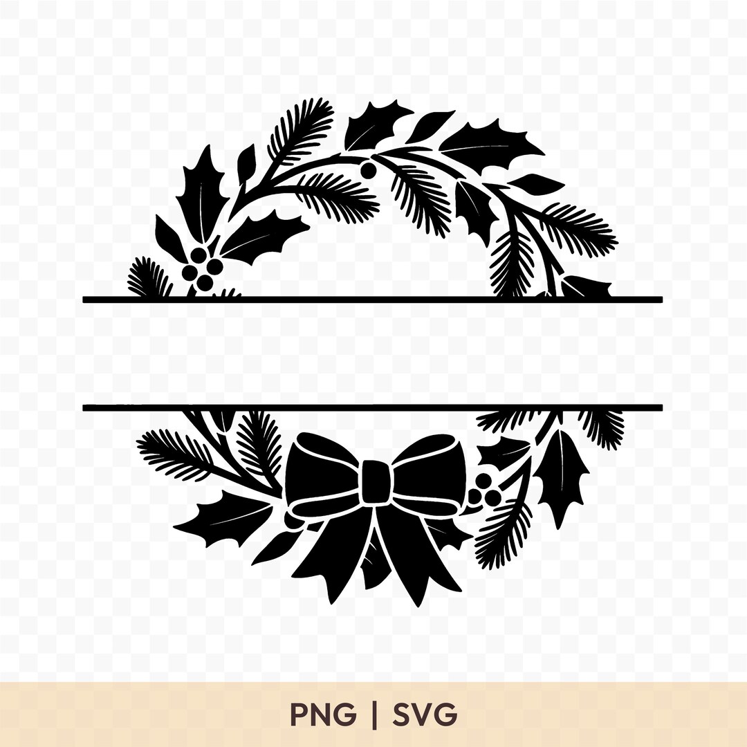 Christmas Wreath Split Monogram SVG: Wreath Monogram Cut File for ...