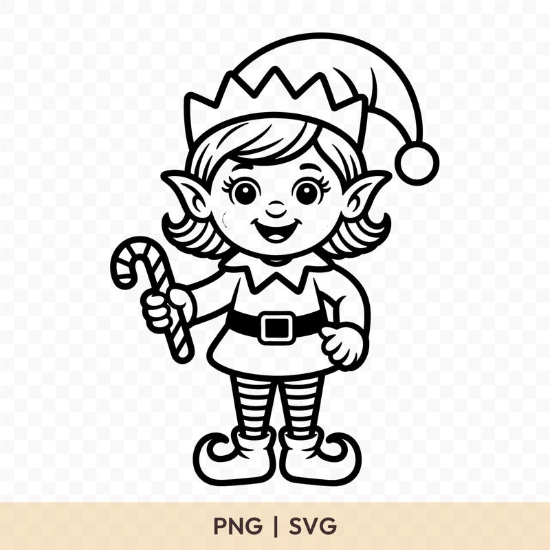 Clipart Images of a Black and White Elf - Etsy