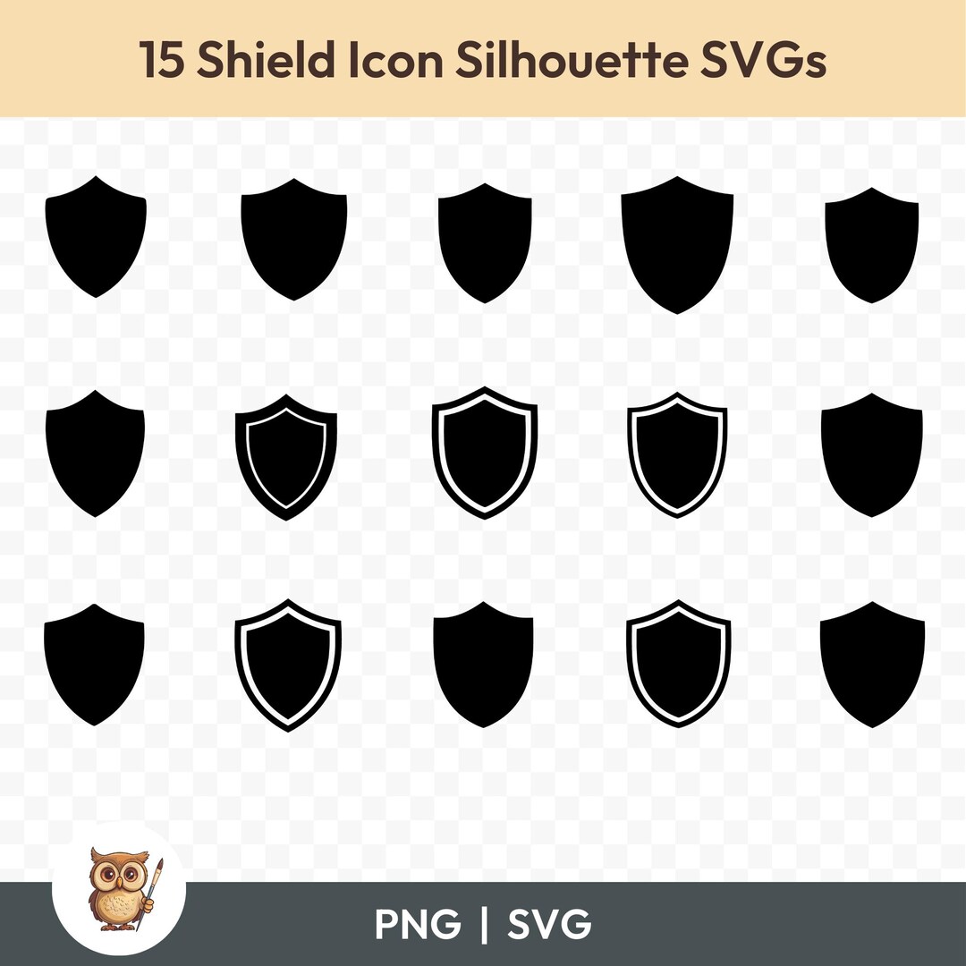 Shield Icon Silhouette SVG Bundle, Shield Icon Clipart, 15 Shield ...