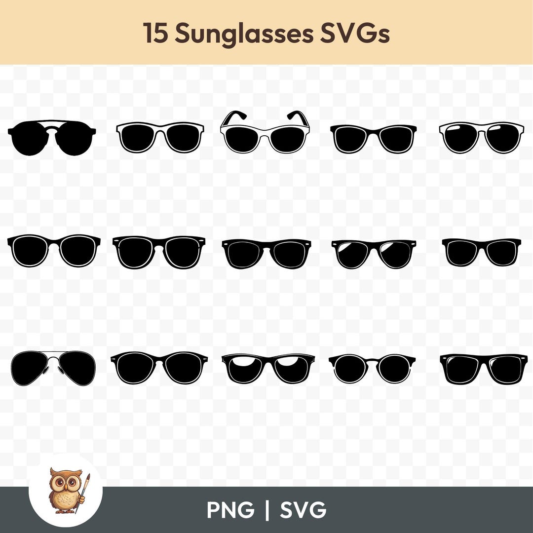 Sunglasses SVG Bundle, Sunglasses Clipart, 15 Sunglasses Cut Files for ...