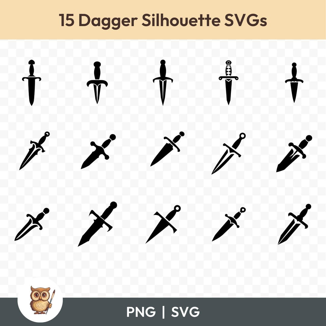 Dagger Silhouette SVG Bundle, Dagger Silhouette Clipart, 15 Dagger Cut ...