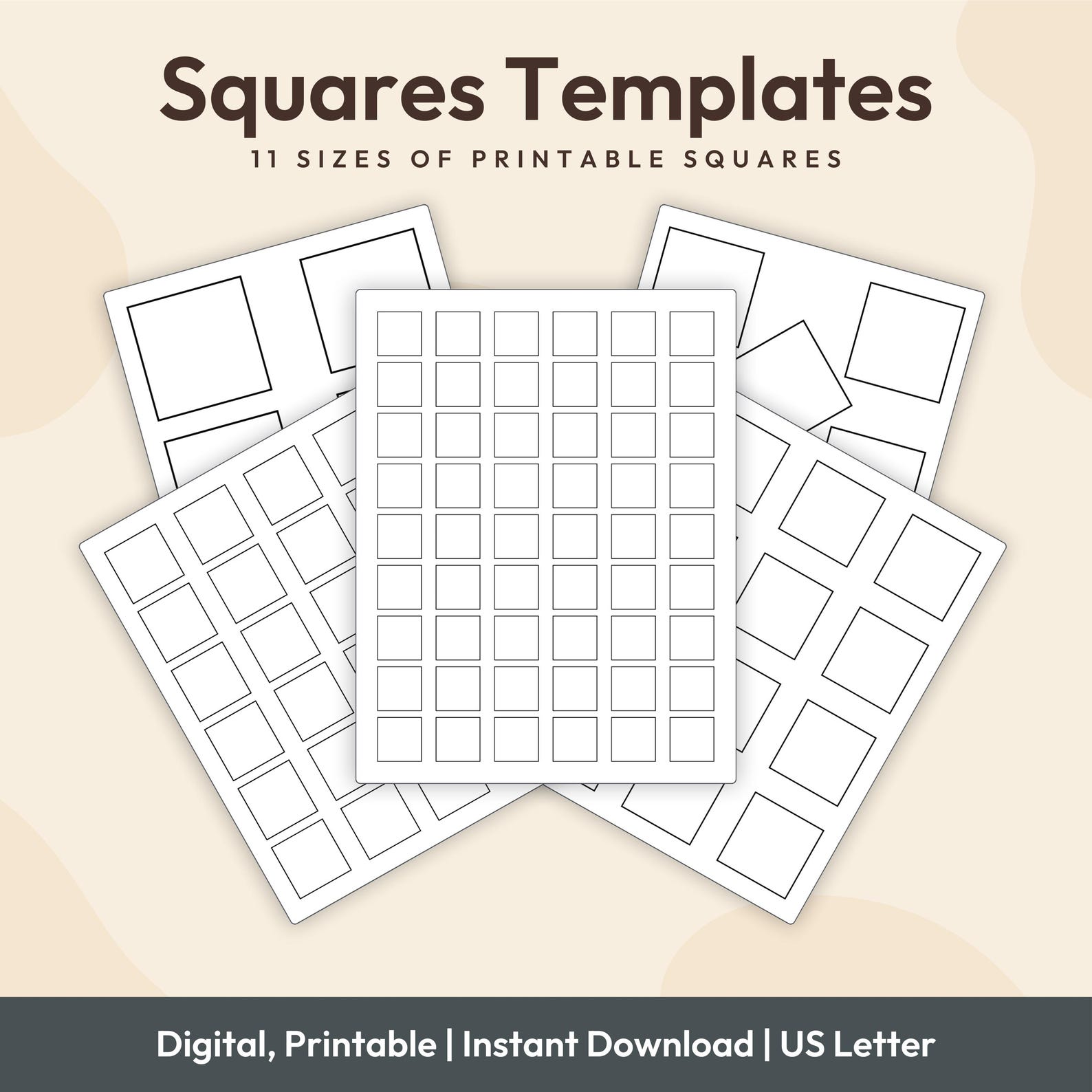 Squares Shape Template Printable PDF: Square Cutouts, Tracing Templates ...