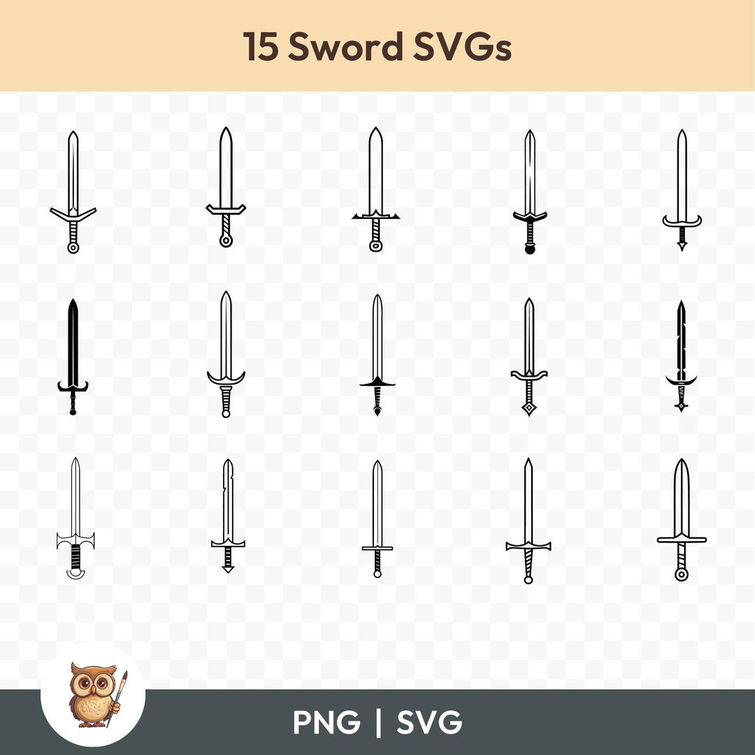 Sword SVG Bundle, Sword Clipart, 15 Sword Cut Files for Cricut, PNG and ...