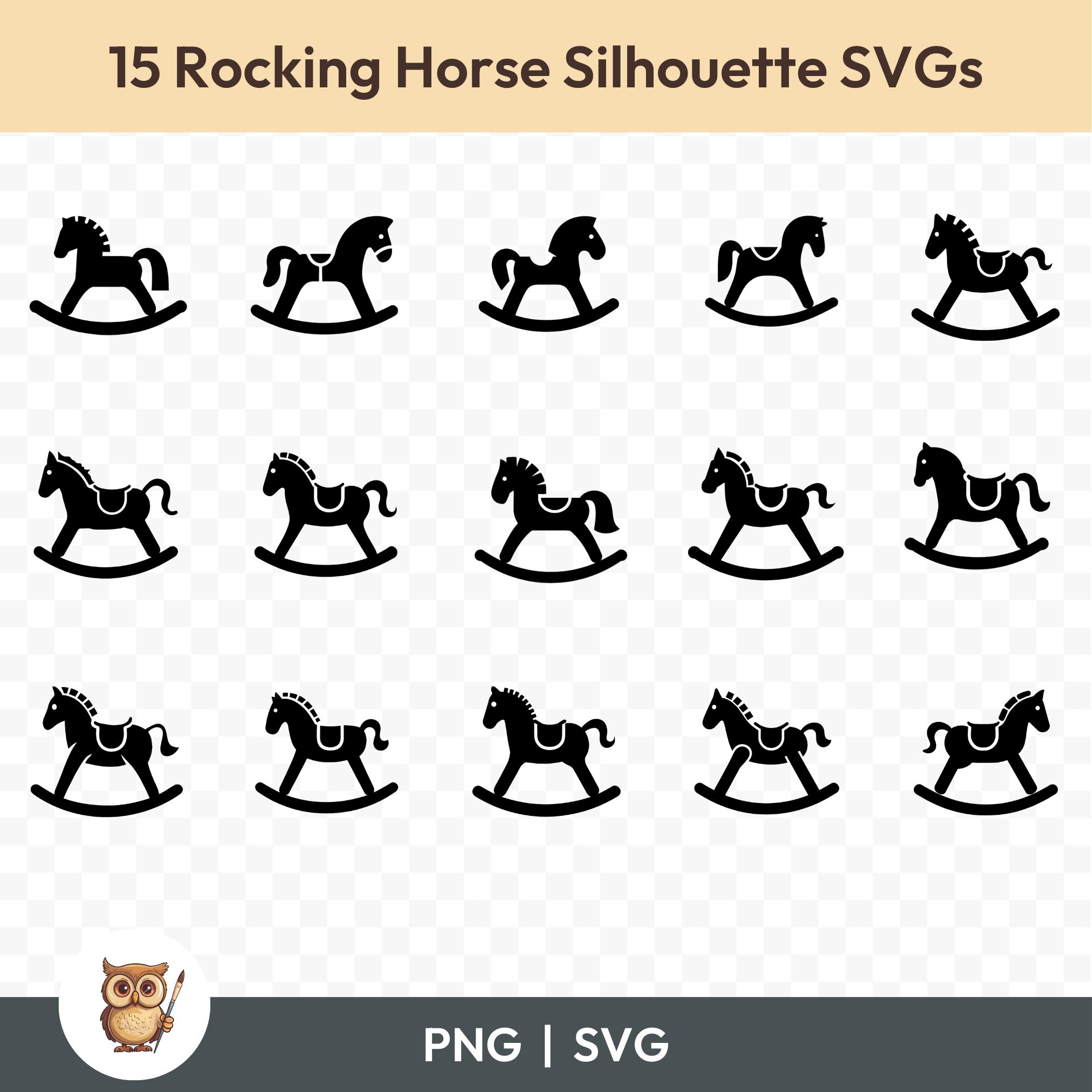 Rocking Horse Silhouette SVG Bundle, Rocking Horse Clipart, 15 Rocking ...