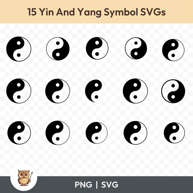 Yin and Yang Symbol SVG Bundle, Yin & Yang Symbol Clipart, 15 Yin Yang ...