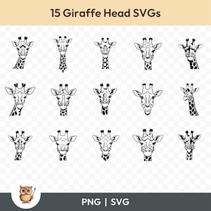 Giraffe Head SVG Bundle, Giraffe Head Clipart, 15 Giraffe Head Cut ...