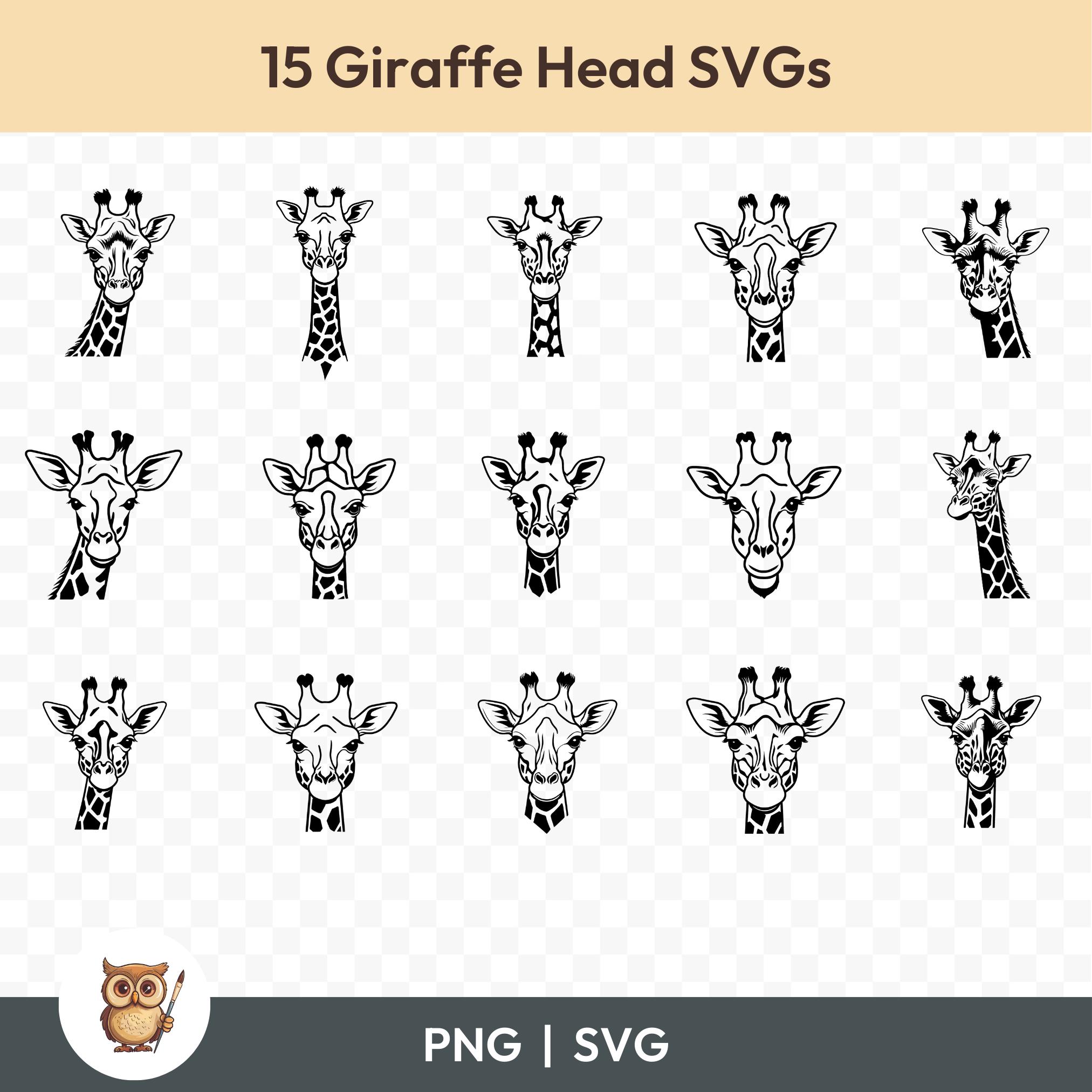 Giraffe Head SVG Bundle, Giraffe Head Clipart, 15 Giraffe Head Cut ...