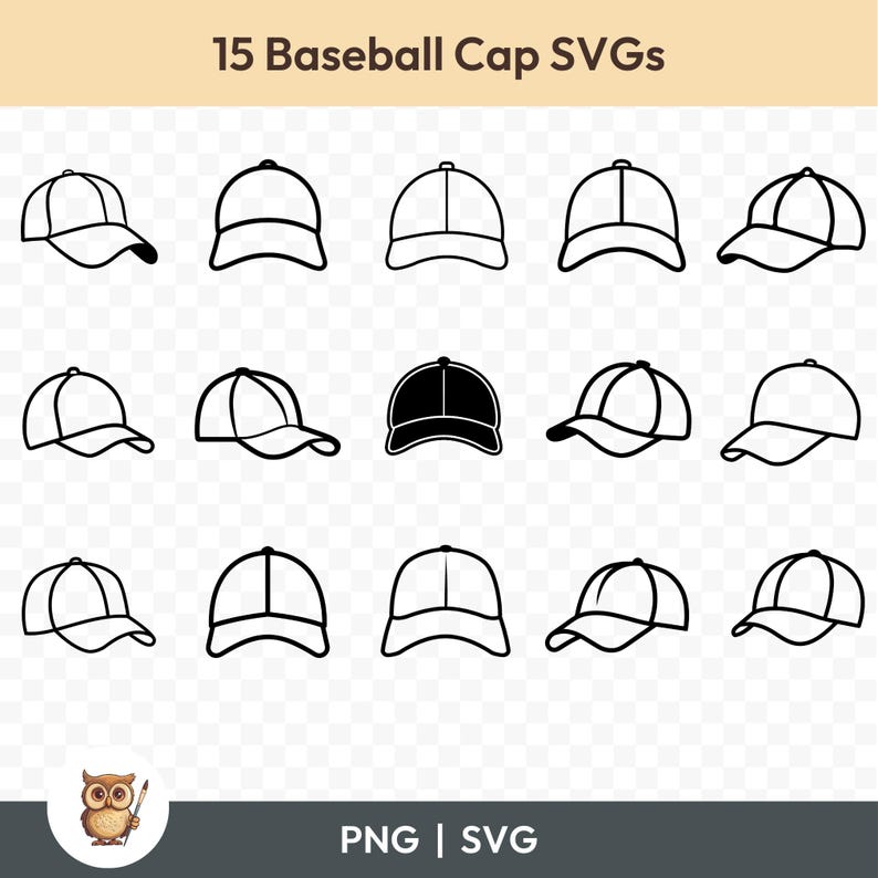 Baseball Cap SVG Bundle, Cap Clipart, 15 Baseball Cap Cut Files for ...