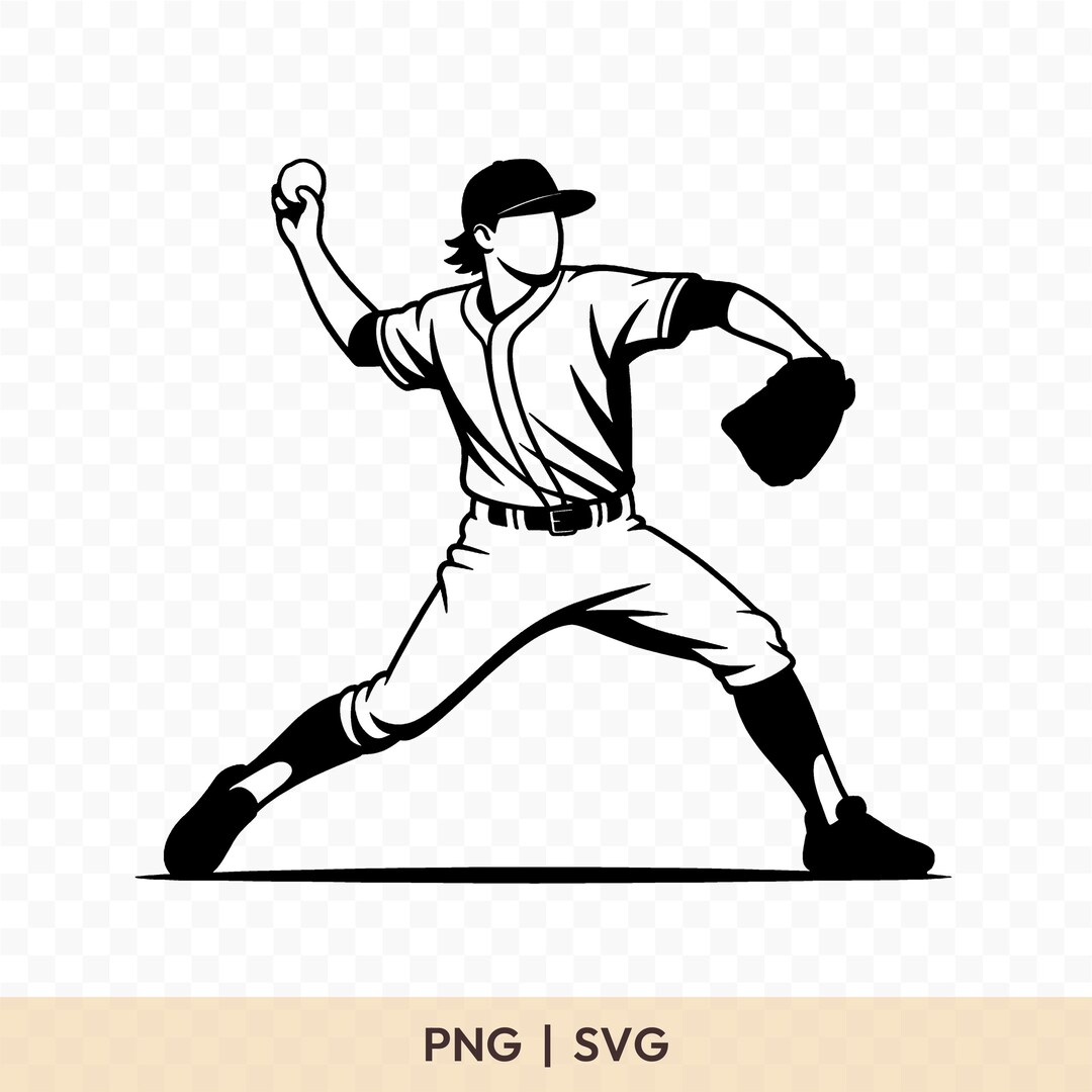 Baseball Pitcher SVG: Cut File for Cricut, Silhouette, Digital Download ...