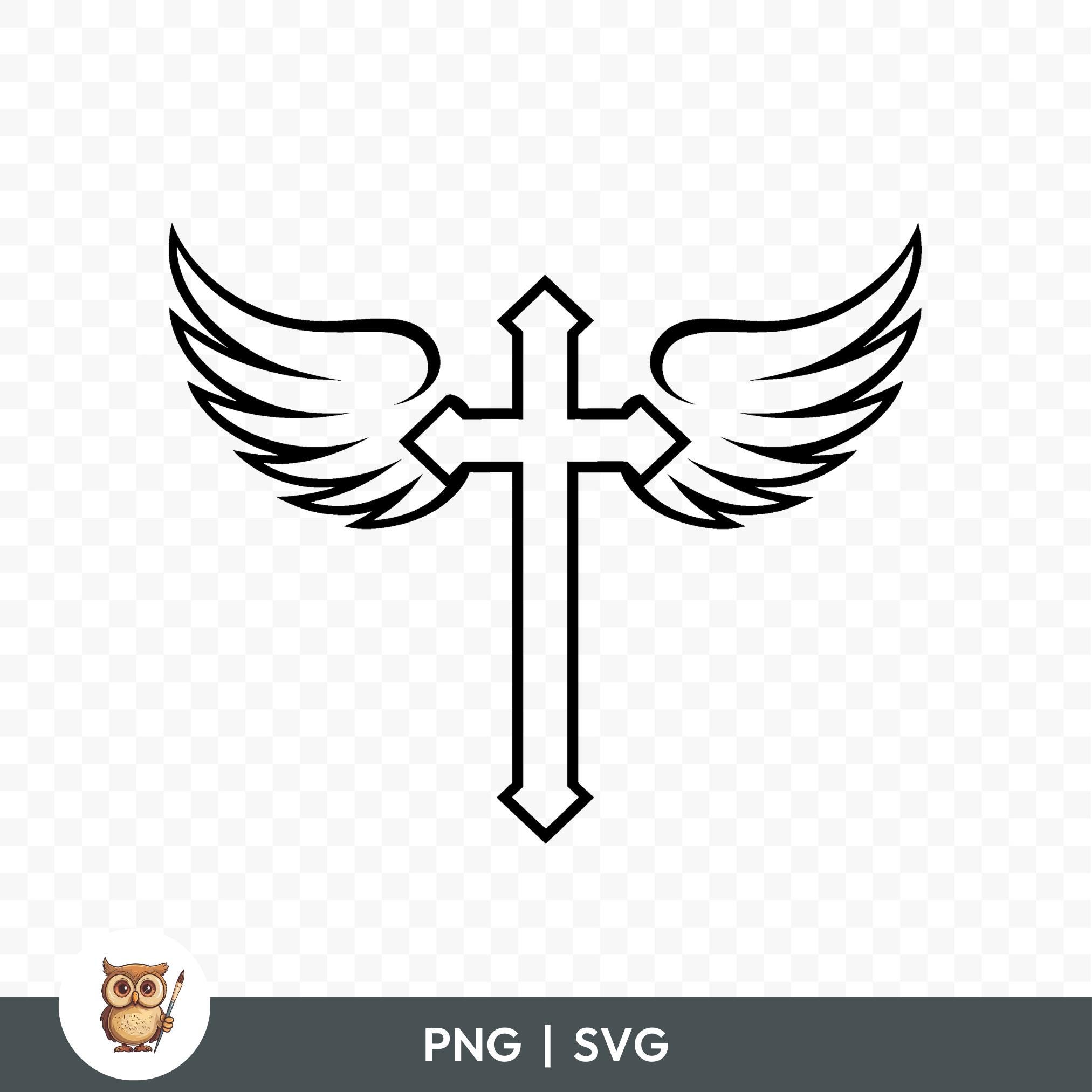 Cross With Wings SVG Bundle, Cross With Angel Wings Clipart, 15 Cross ...