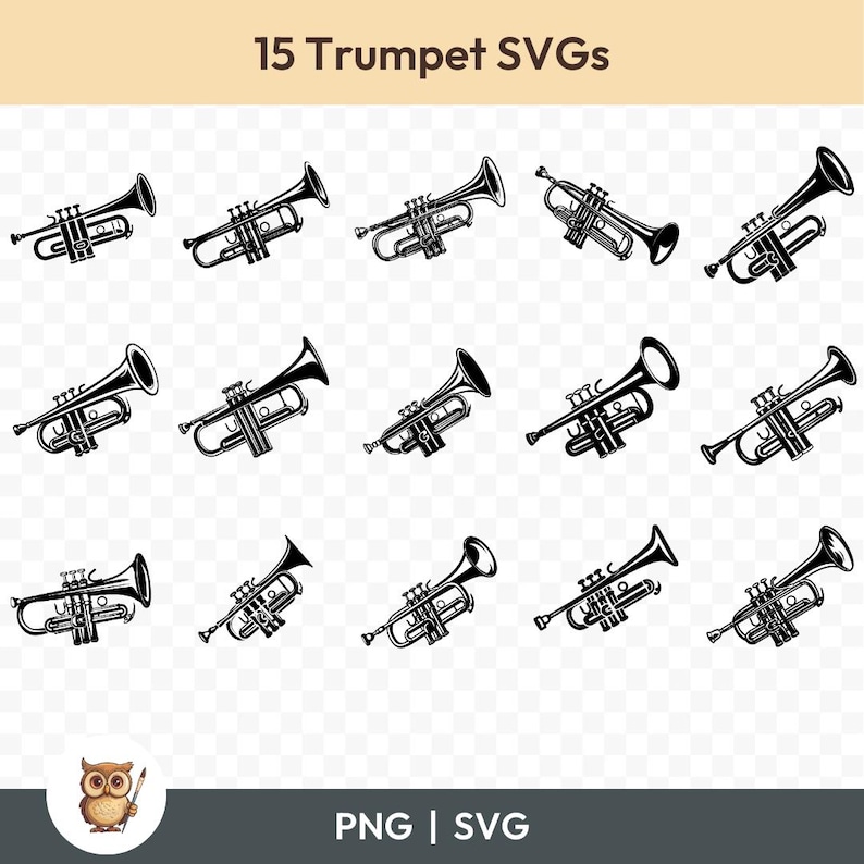 Trumpet SVG Bundle, Trumpet Clipart, 15 Trumpet Cut Files for Cricut ...