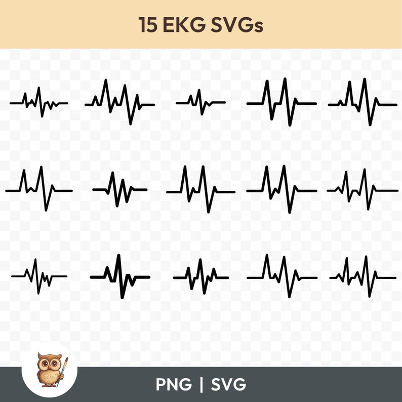 EKG SVG Bundle, EKG Clipart, 15 Ecg Cut Files for Cricut, Png and Svg ...