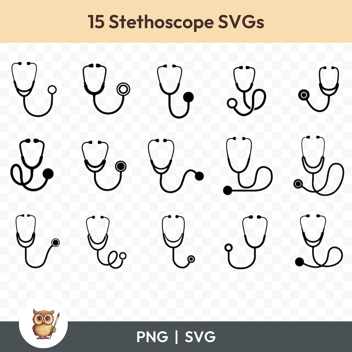 Stethoscope SVG Bundle, Stethoscope Clipart, 15 Stethoscope Cut Files ...