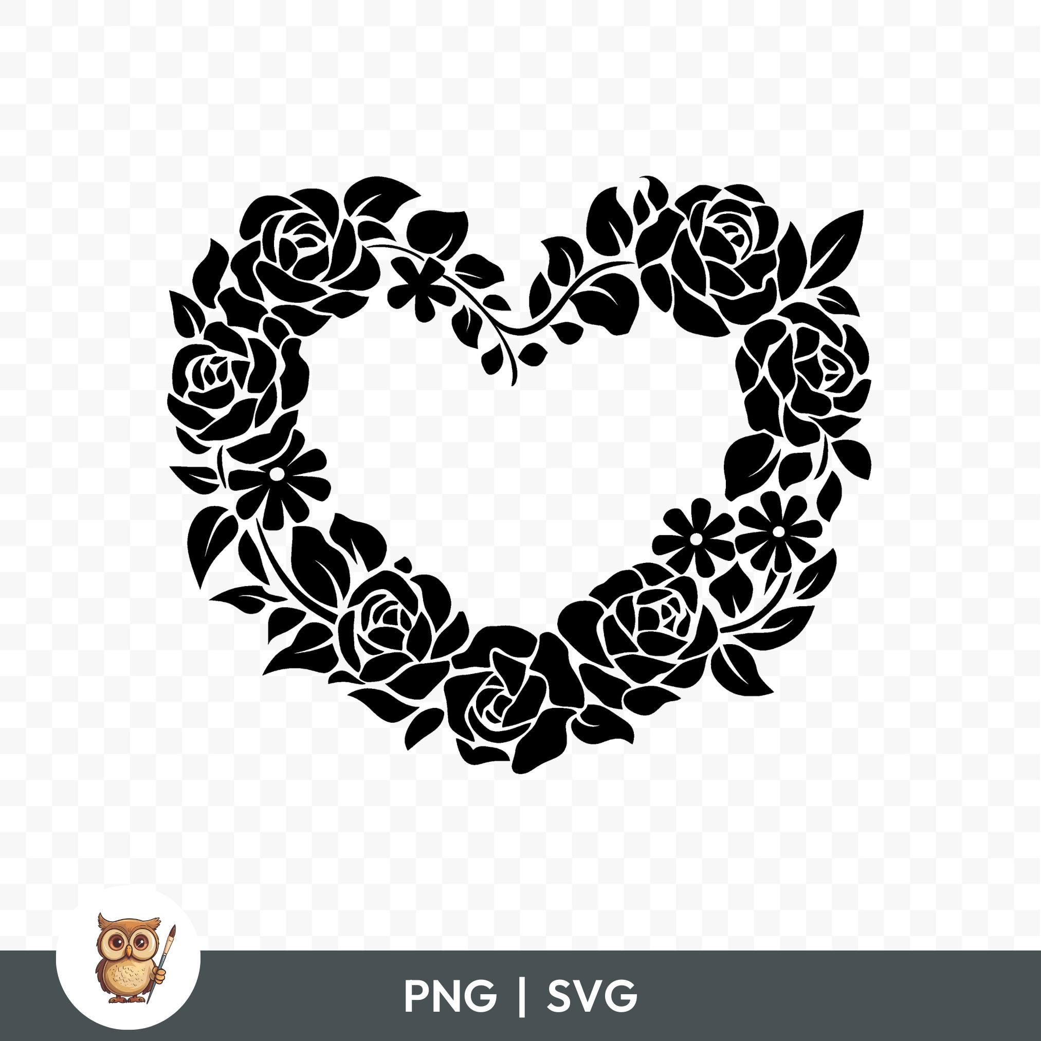 Floral Heart SVG Bundle, Floral Heart Clipart, 15 Flower Heart Cut ...
