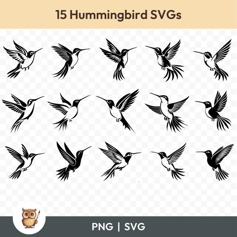 Hummingbird SVG Bundle, Hummingbird Clipart, 15 Hummingbird Cut Files ...