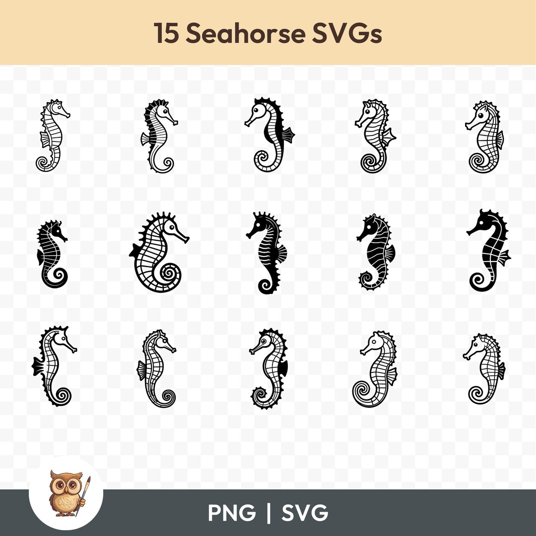 Seahorse SVG Bundle, Seahorse Clipart, 15 Seahorse Cut Files for Cricut ...