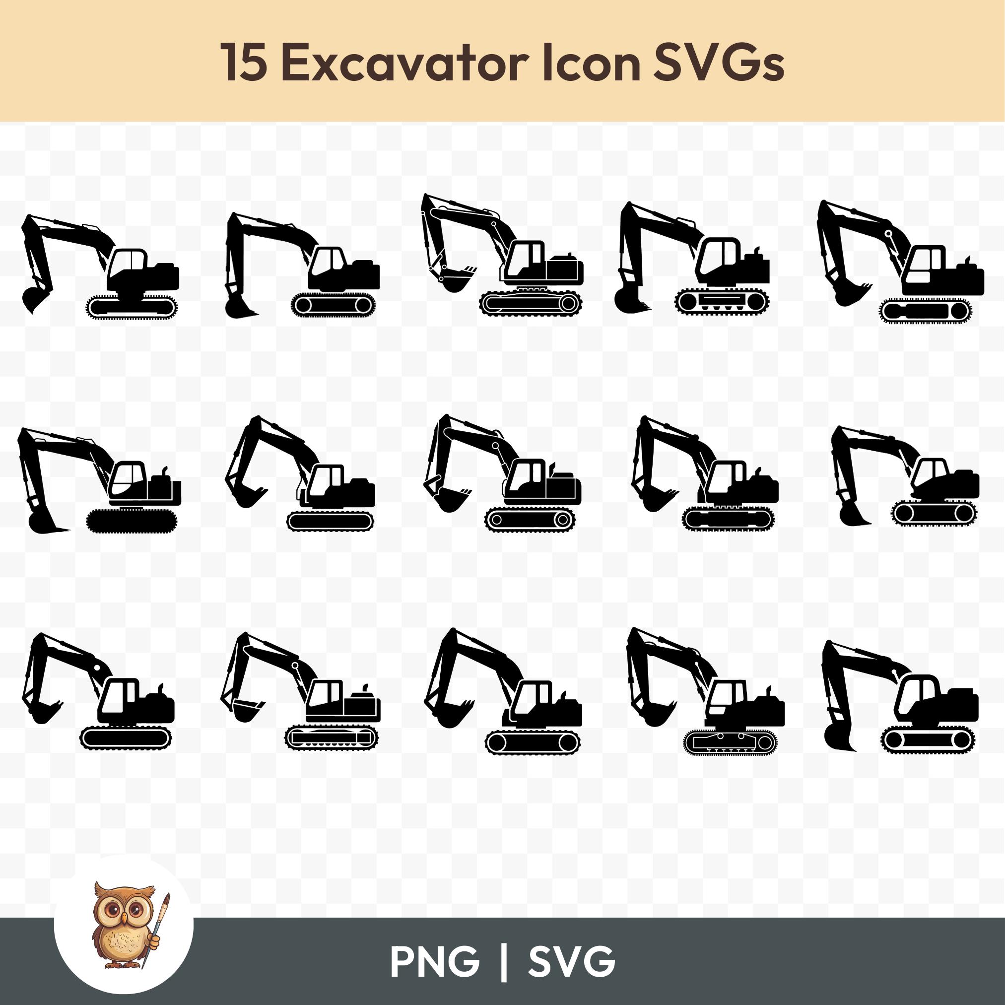Excavator SVG Bundle, Excavator Icon Clipart, 15 Excavator Cut Files ...