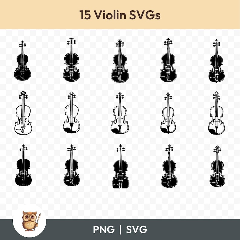 Violin SVG Bundle, Violin Clipart, 15 Violin Cut Files for Cricut, PNG ...
