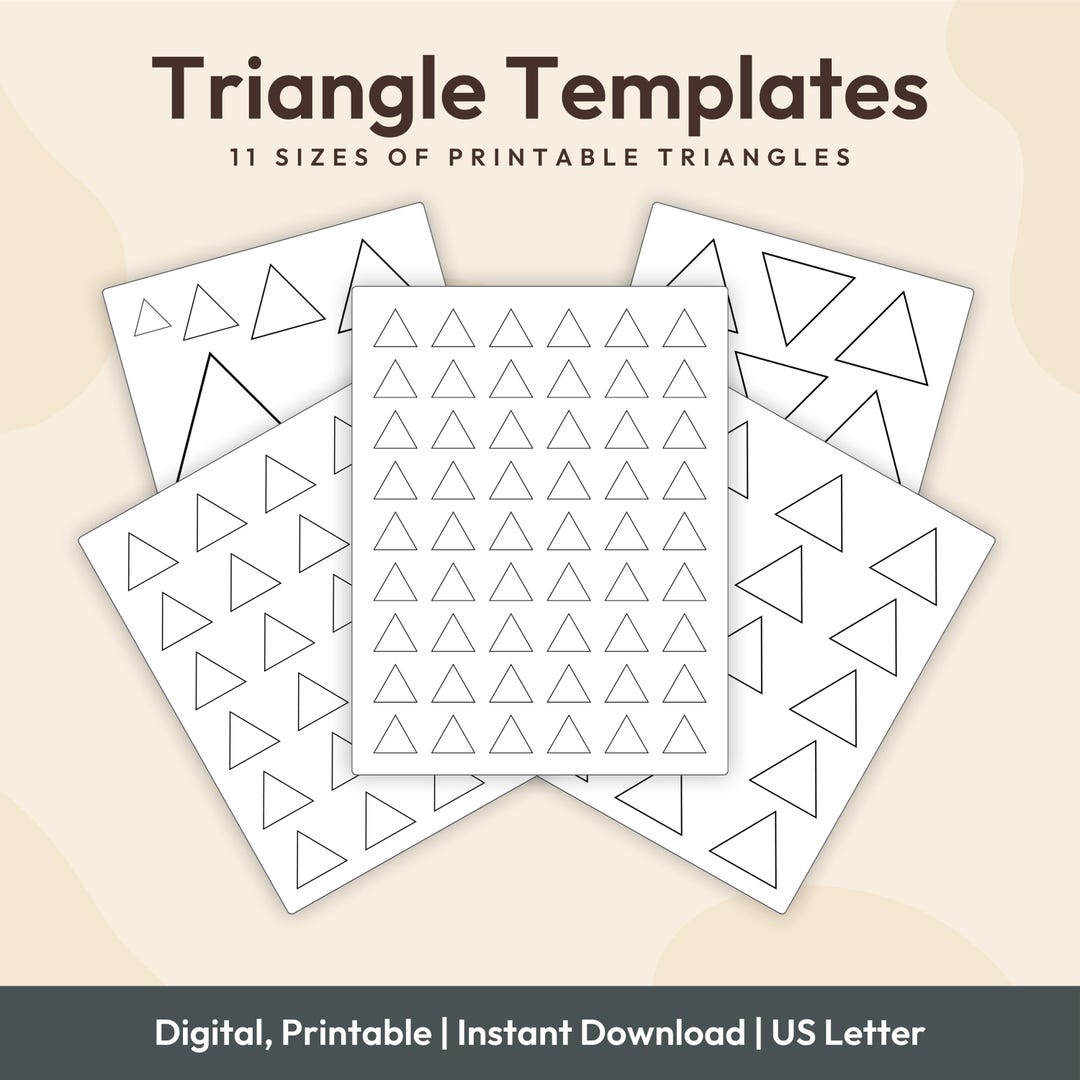Triangle Shape Template Printable PDF: Craft Triangle Cutouts, Tracing ...