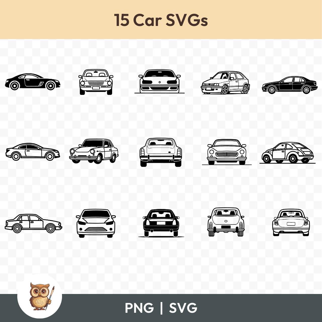 Car SVG Bundle, Car Clipart, 15 Car Cut Files for Cricut, PNG and SVG ...