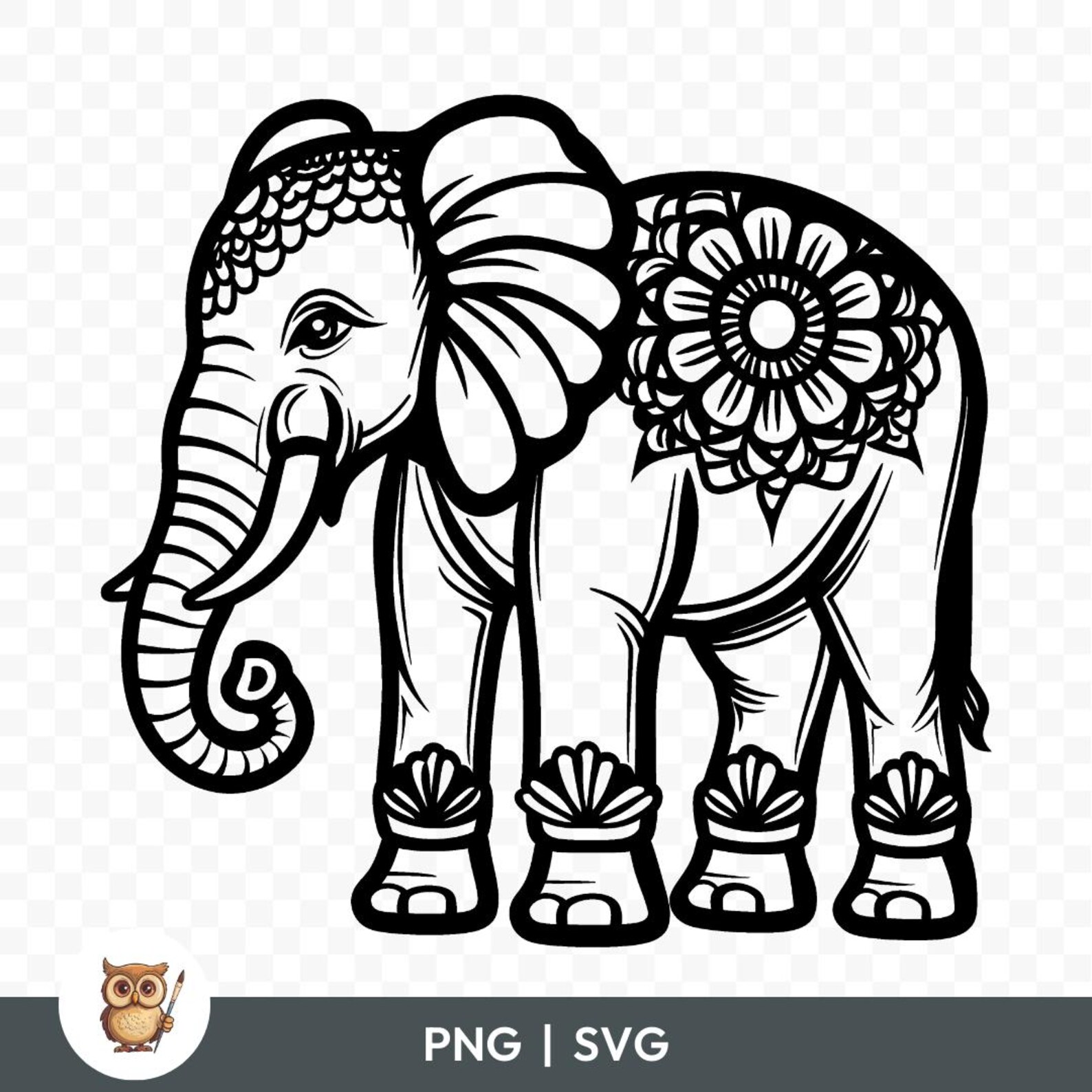 Elephant Mandala SVG Bundle, Elephant Mandalas Clipart, 15 Elephant ...