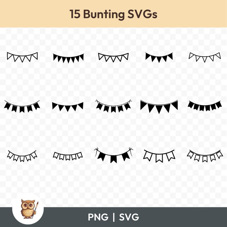 Bunting SVG Bundle, Bunting Clipart, 15 Bunting Cut Files for Cricut ...