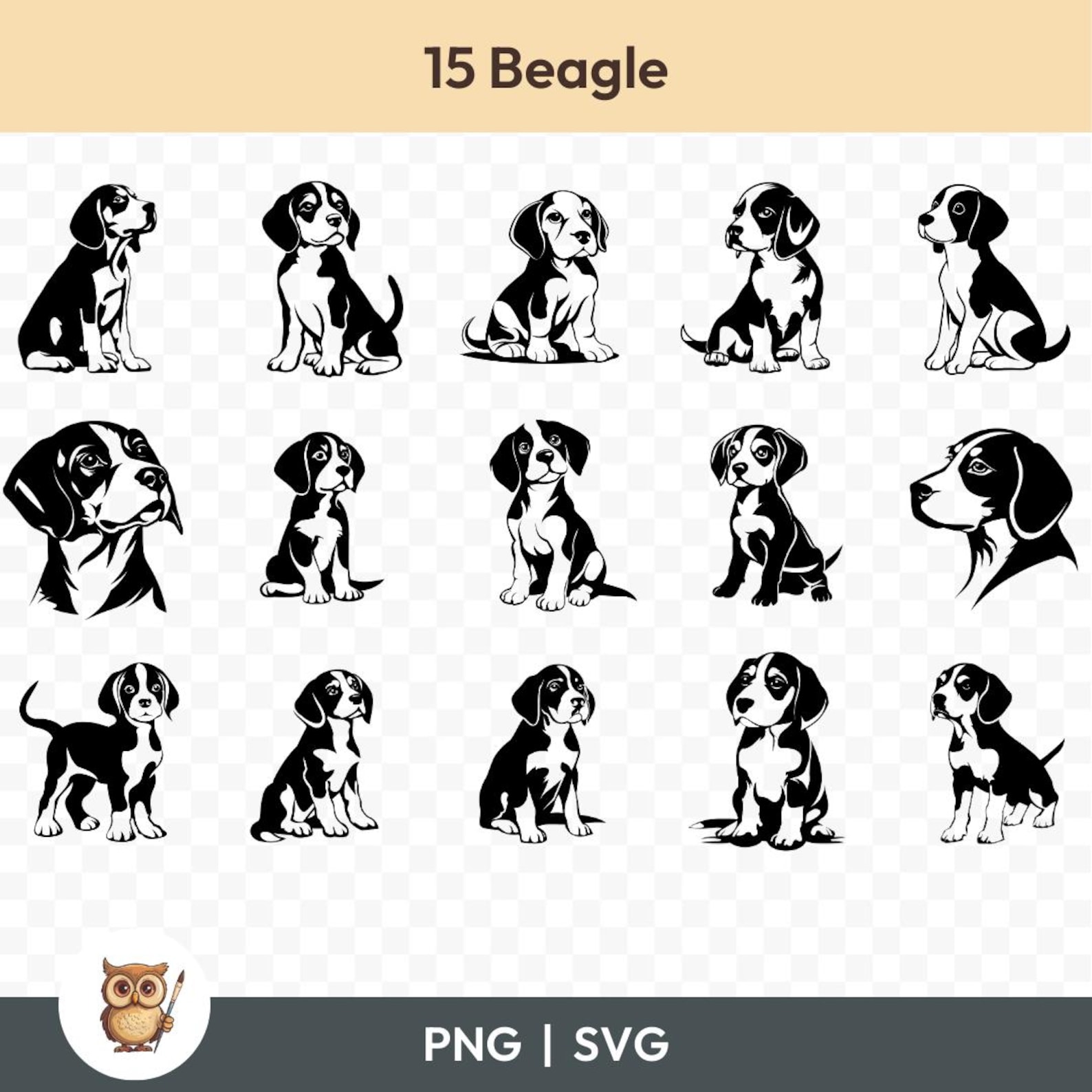 Cute Beagle SVG Bundle, Beagles Clipart, 15 Beagle Cut Files for Cricut ...