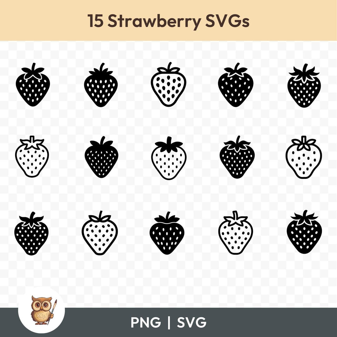 Strawberry SVG Bundle, Strawberry Clipart, 15 Strawberry Cut Files for ...