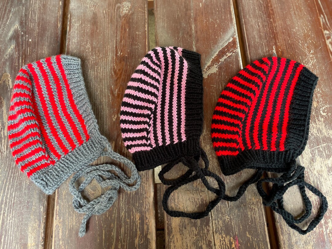 Hand Knit Bonnet, Bonnet With Tie, Crochet Bonnet, Winter Bonnet, Warm ...