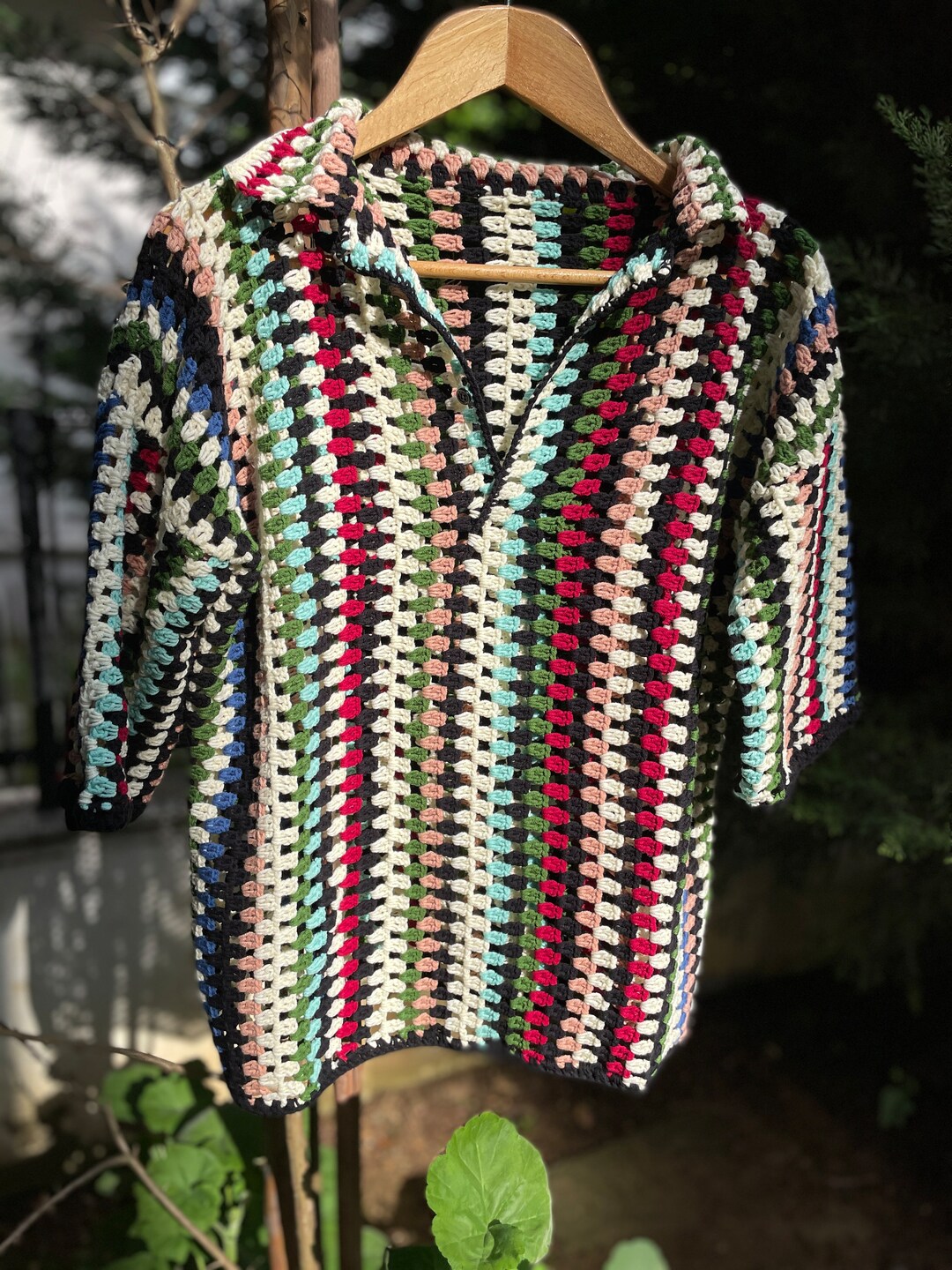 Crochet Shirt, Unisex Shirt, Crochet Overshirt, Crochet Multicolor ...