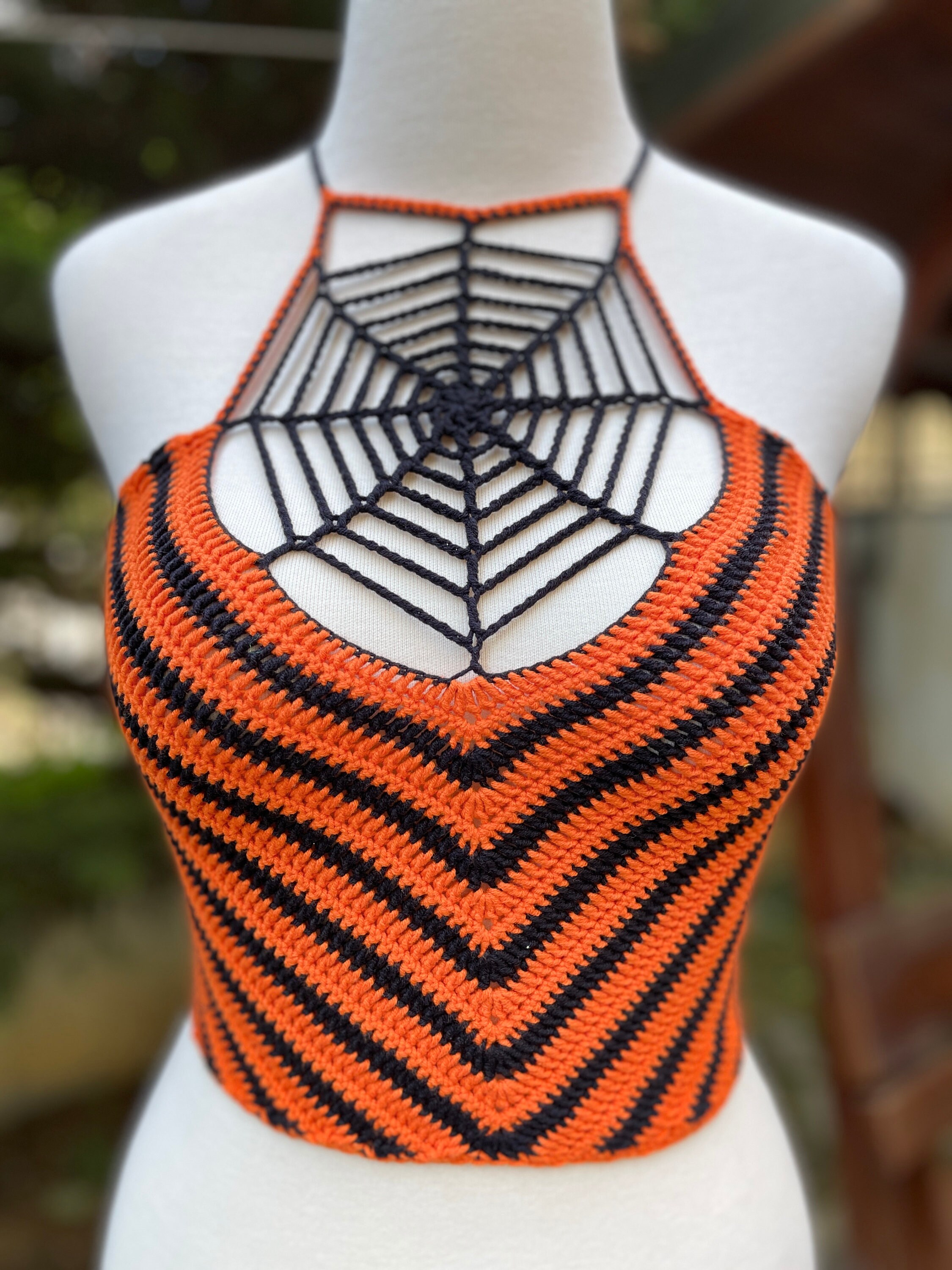 Crochet Spiderweb Crop Top Halloween Crochet Spider Corset 3 - Etsy