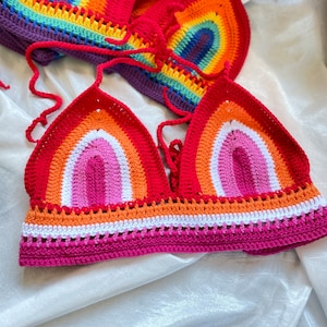 Pride Crop Top, Lesbian Crochet Top, Pride Outfit, Triangel Handmade ...