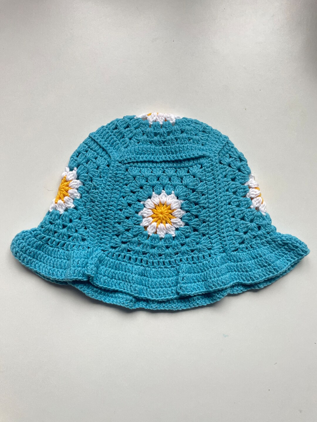 Crochet Daisy Bucket Hat, Colorful Bucket Hat, Summer Hat, Sun Protect ...